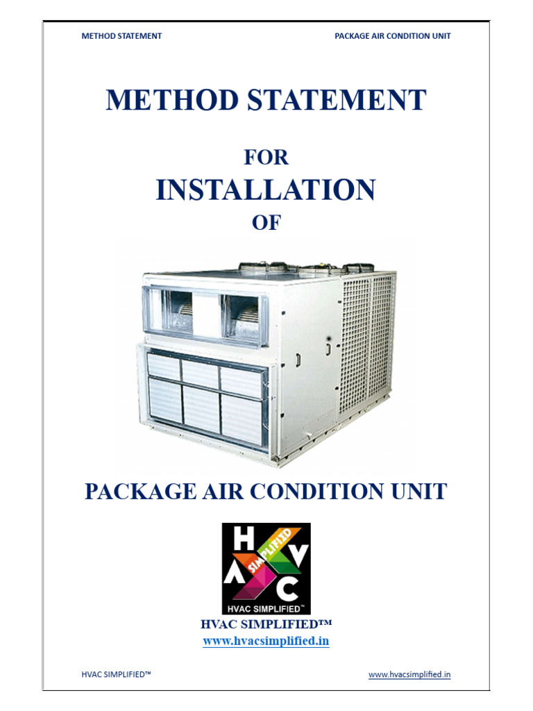 Method Statement Installation of Package Air Condition Units | PDF