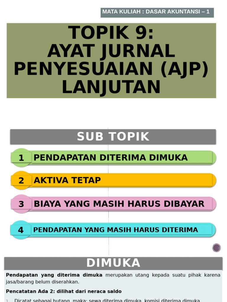 Topik 9 Ayat Jurnal Penyesuaian (Ajp) Lanjutan | PDF