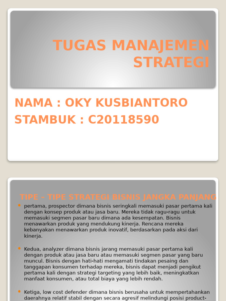 TUGAS MANAJEMEN STRATEGI (Oky Kusbiantoro) | PDF