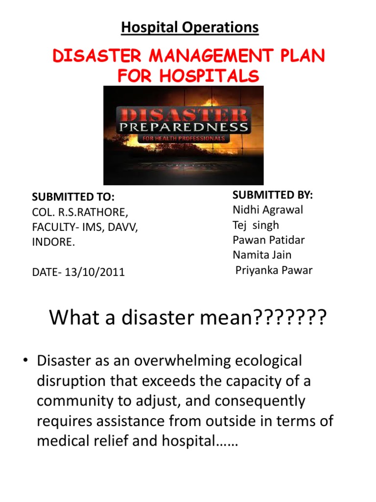 Disaster Management Plan For Hospitals: Hospital Operations | PDF ...