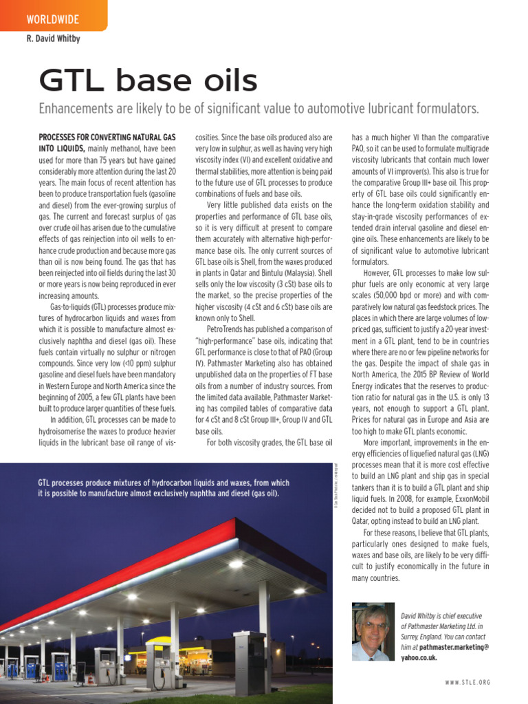 GTL Base Oils - Nov15 TLT | PDF