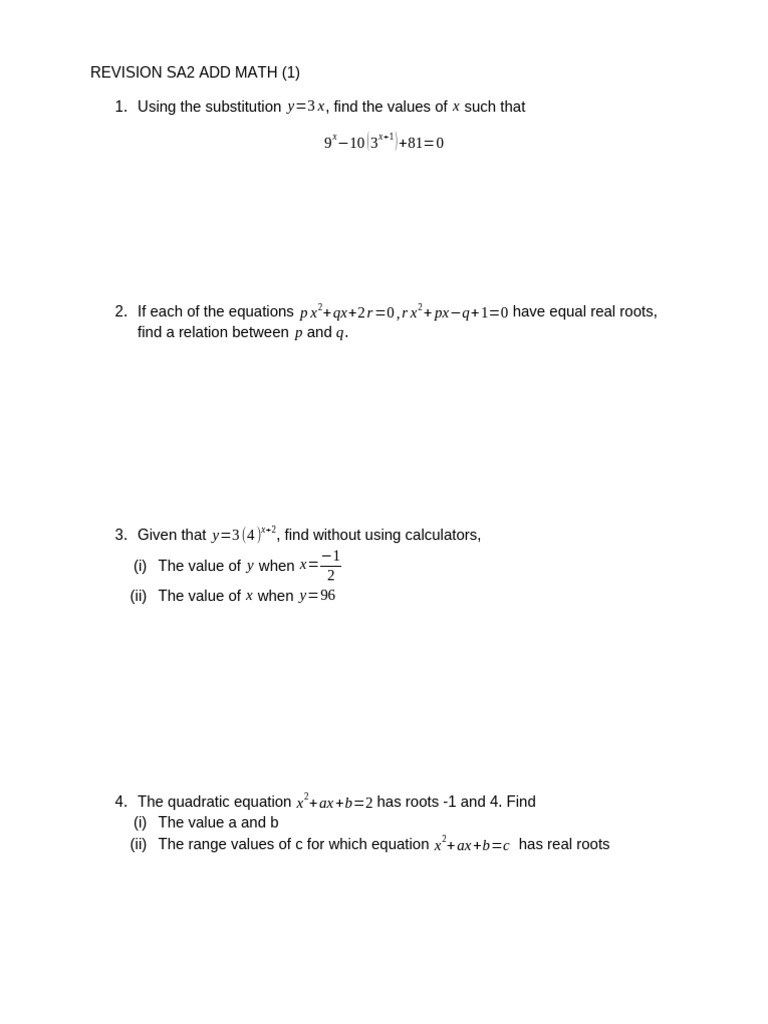 Revision Amath SA2 | PDF