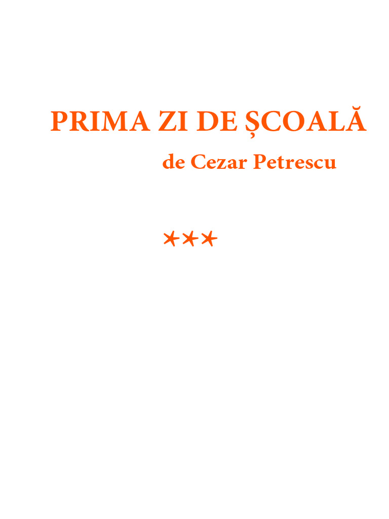 Prima Zi de Scoala | PDF