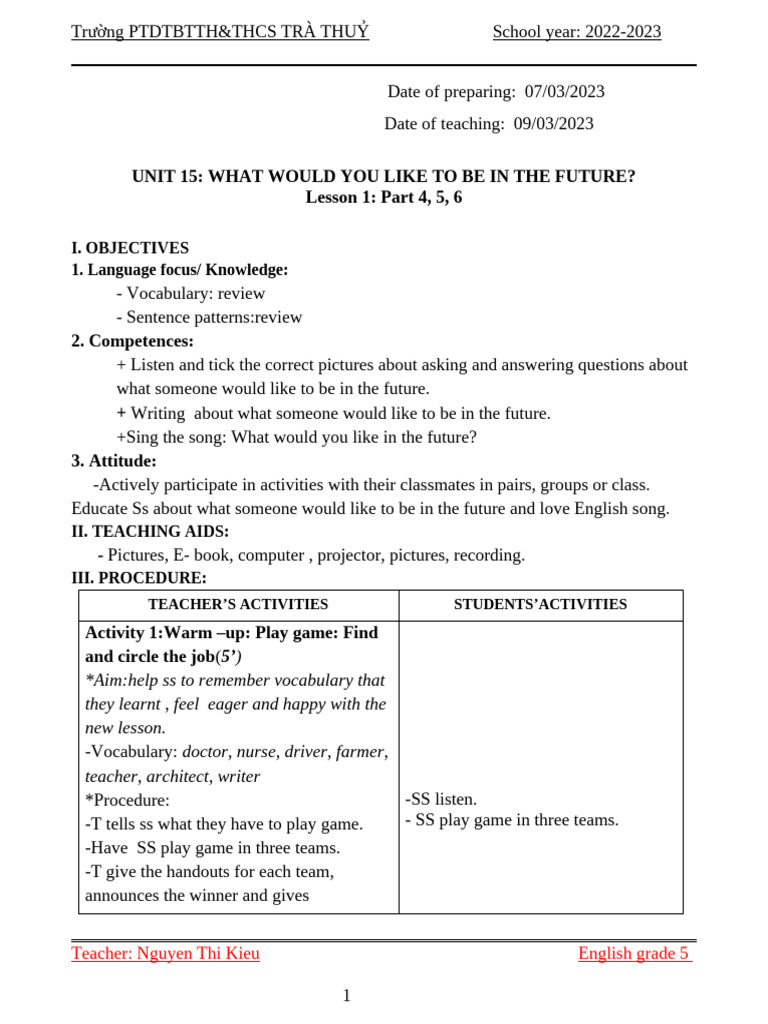 Unit15-Lesson 1 | PDF