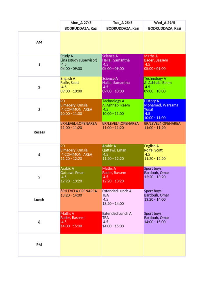 Timetable 27 5 2024 | PDF