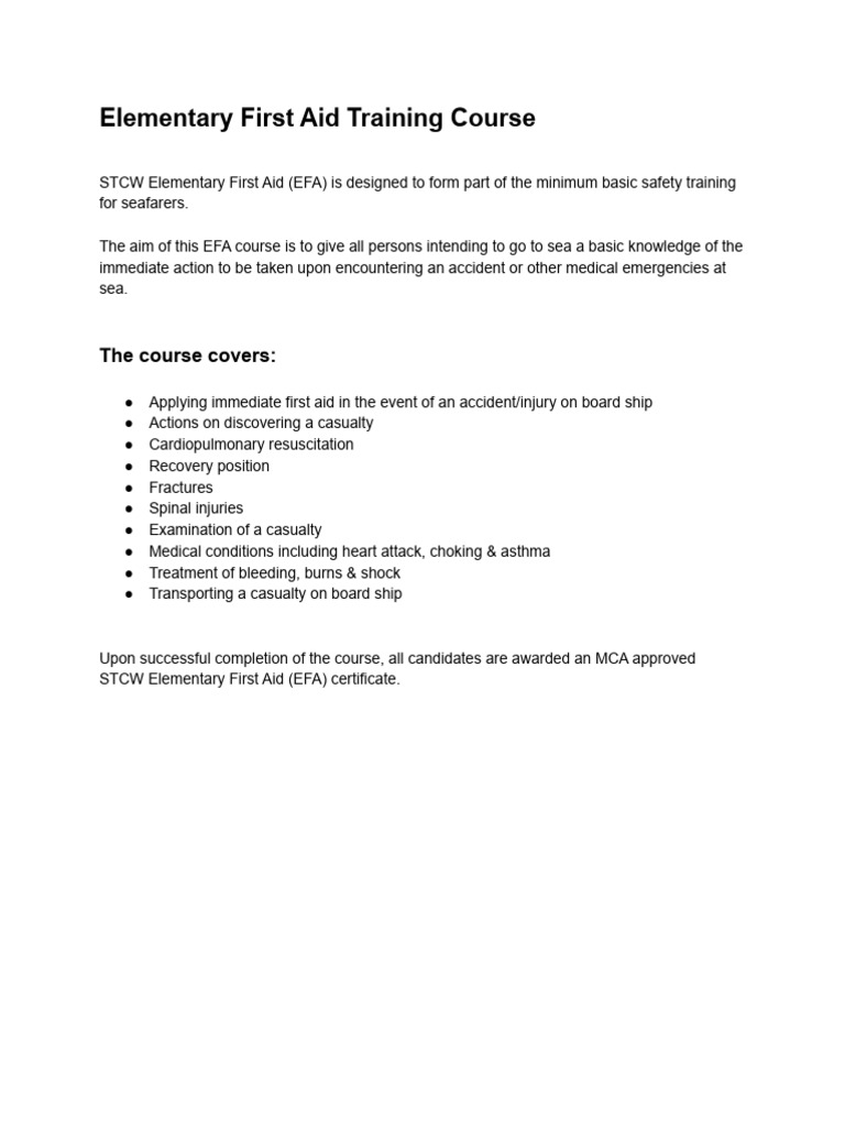 Elementary First Aid Training Course | PDF
