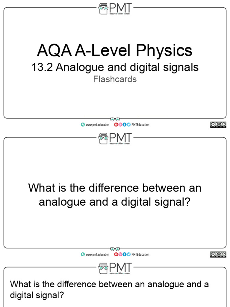 Flashcards - Topic 13.2 Analogue and Digital Signals - AQA Physics A ...