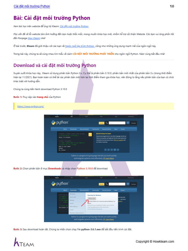 Cài đặt môi trường Python | PDF