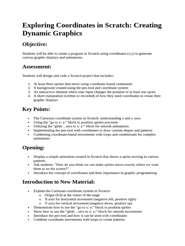 Exploring Coordinates in Scratch | PDF | Cartesian Coordinate System ...