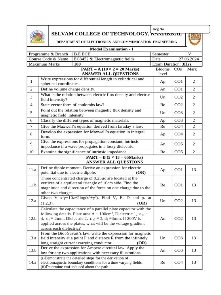 Emf Model Exam | PDF