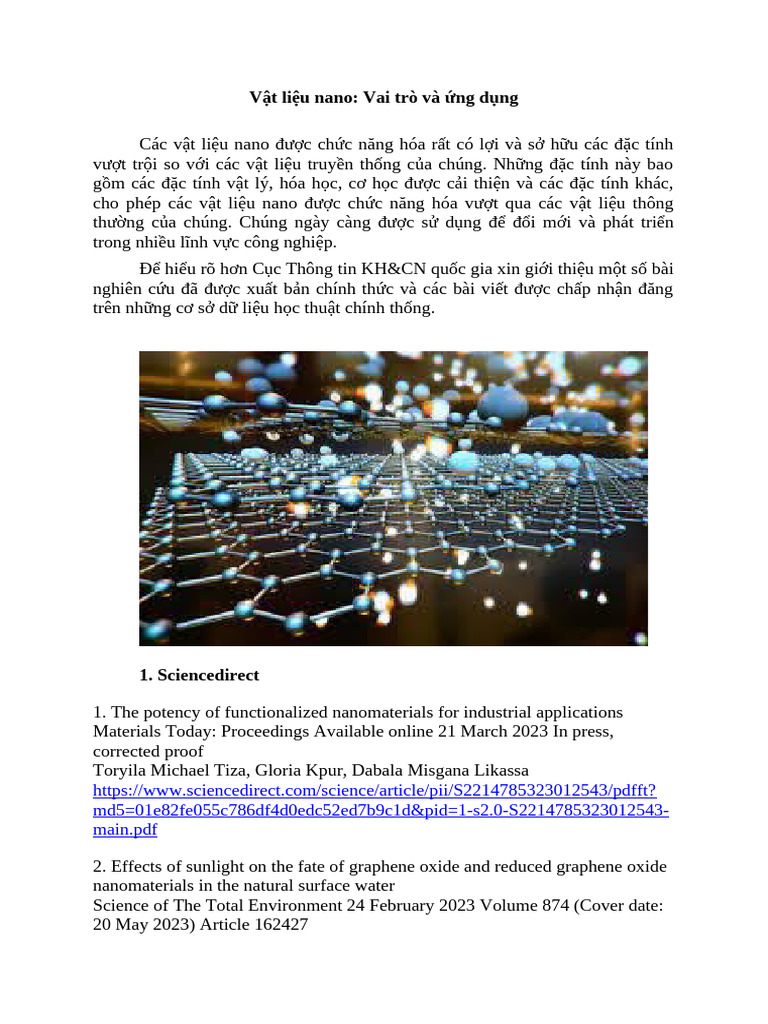 Vat Lieu Nano Vai Tro Va Ung Dung | PDF