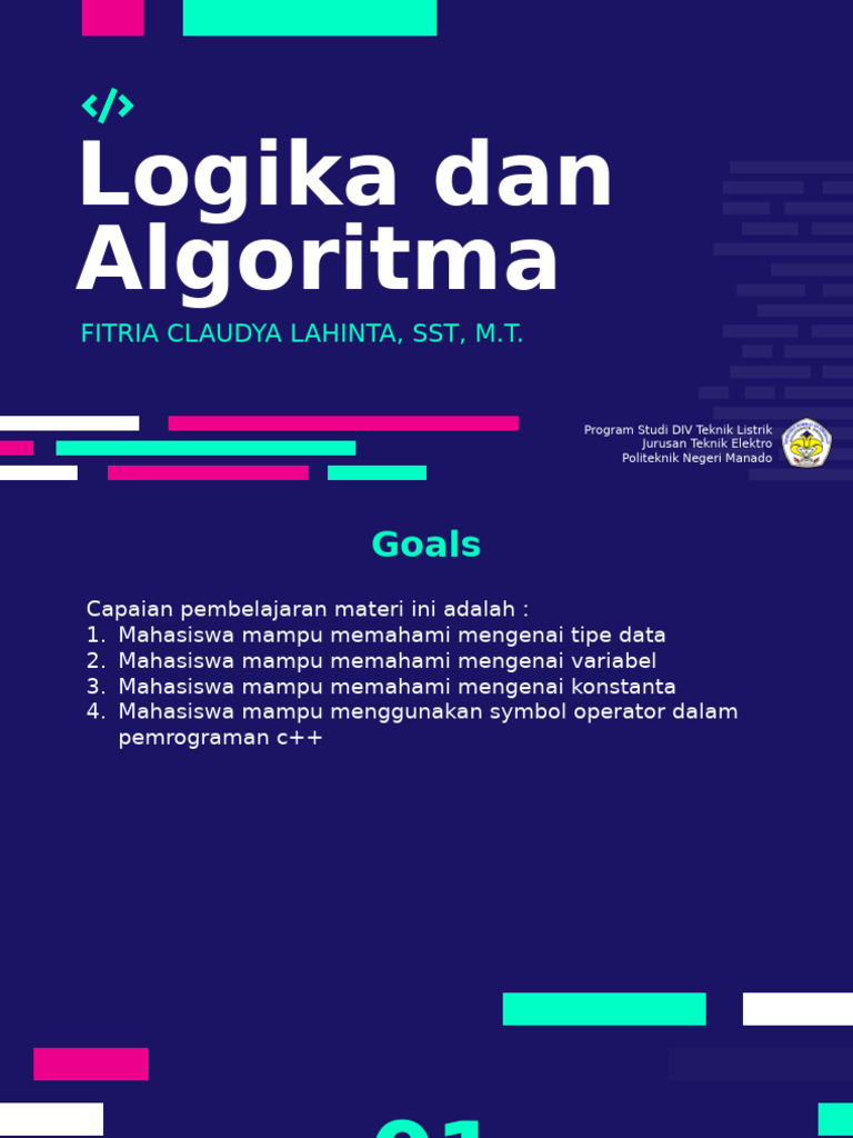 Pertemuan 6 - Tipe Data, Variabel, Konstanta Dan Operator | PDF Pertemuan 6 - Tipe Data, Variabel, Konstanta Dan Operator | PDF