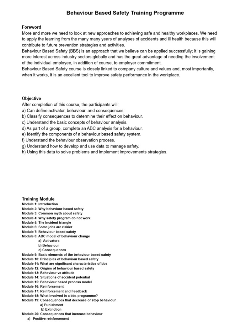 Behaviour Based Safety | PDF