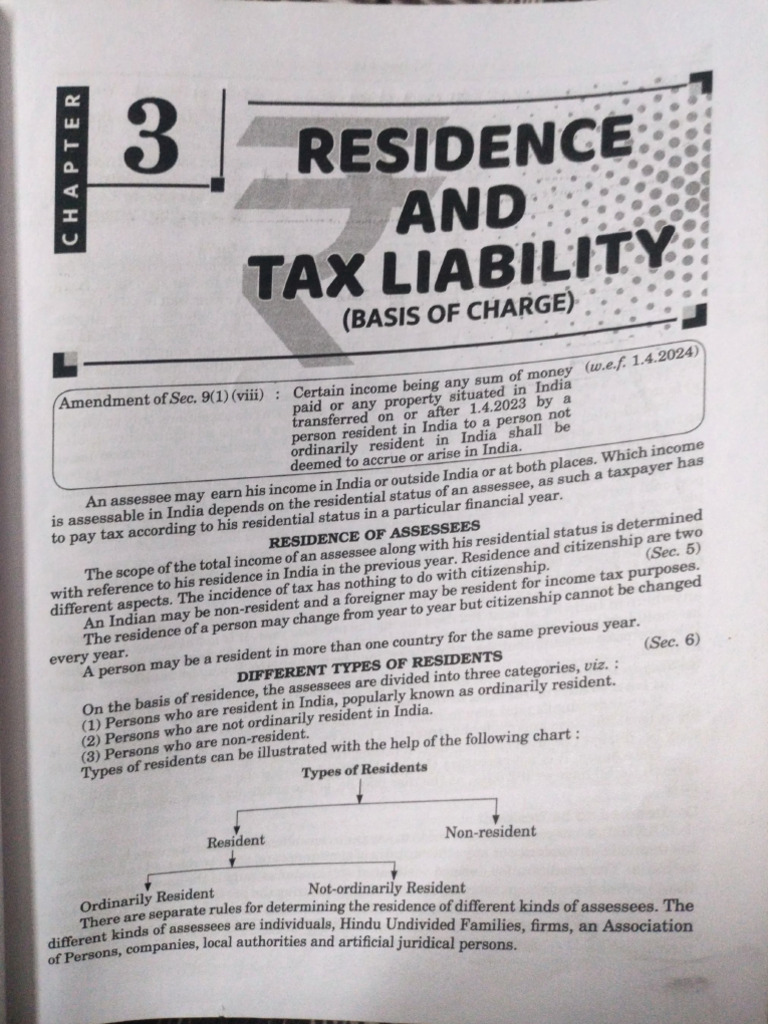Income Tax, Chapter 3 (Residence and Tax Liability) | PDF
