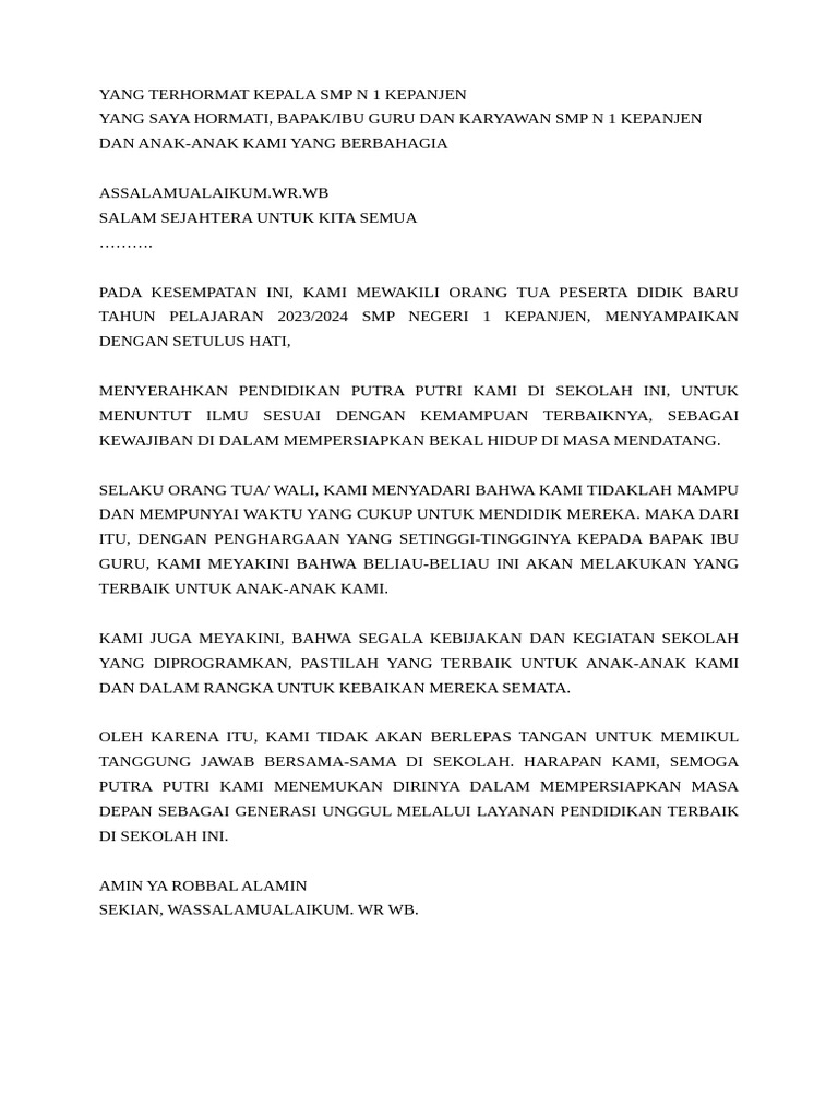 Serah Terima Siswa Baru | PDF