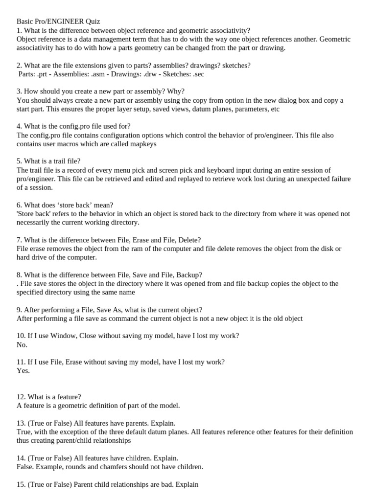 Basic Proe Ques and Answer | PDF