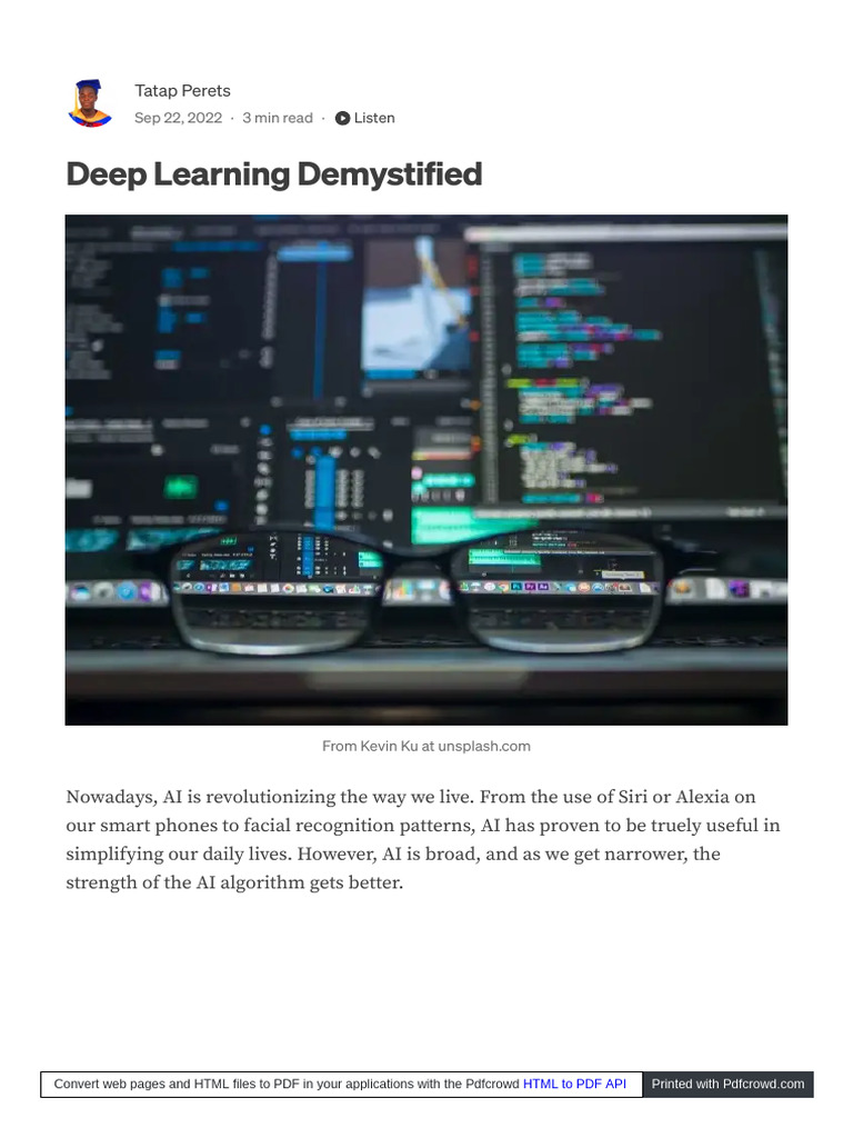 Deep Learning Demystified | PDF | Deep Learning | Technology & Engineering