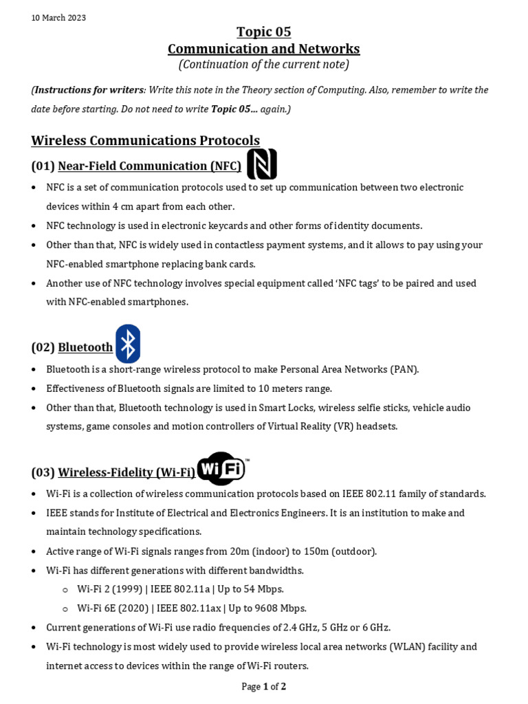 Topic 05 - Communication and Networks - Note - 9E | PDF