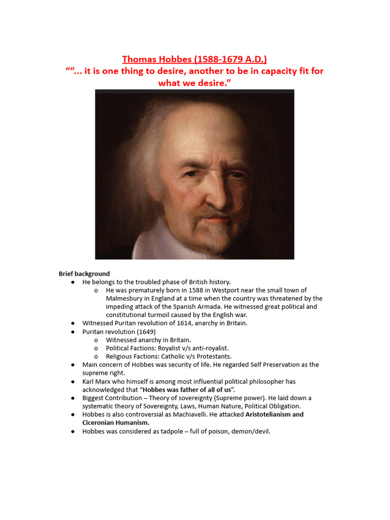 Thomas-Hobbesdocx 1700624888 | PDF