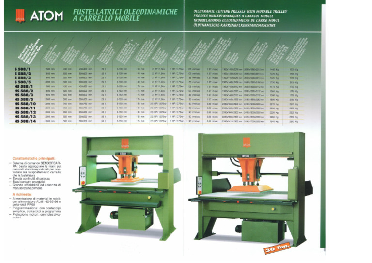 Cutting Presses With Movable Trolley1 | PDF
