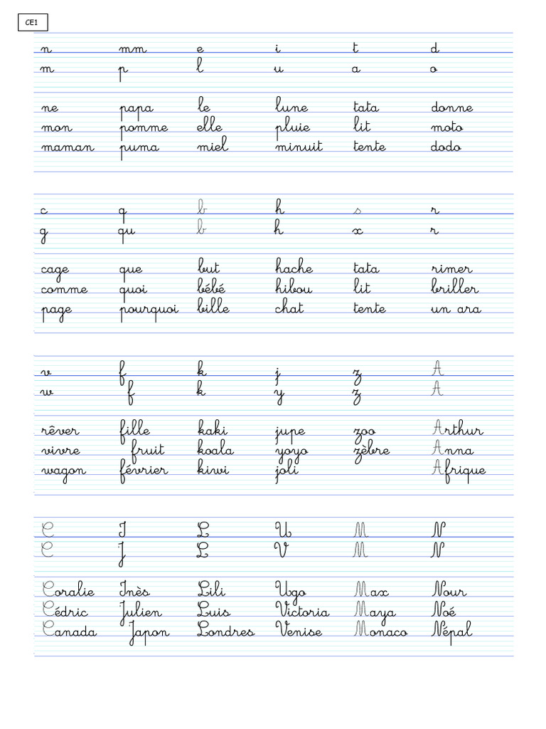 Ecriture A Coller Dans La Marge Ce1-Ce2 | PDF