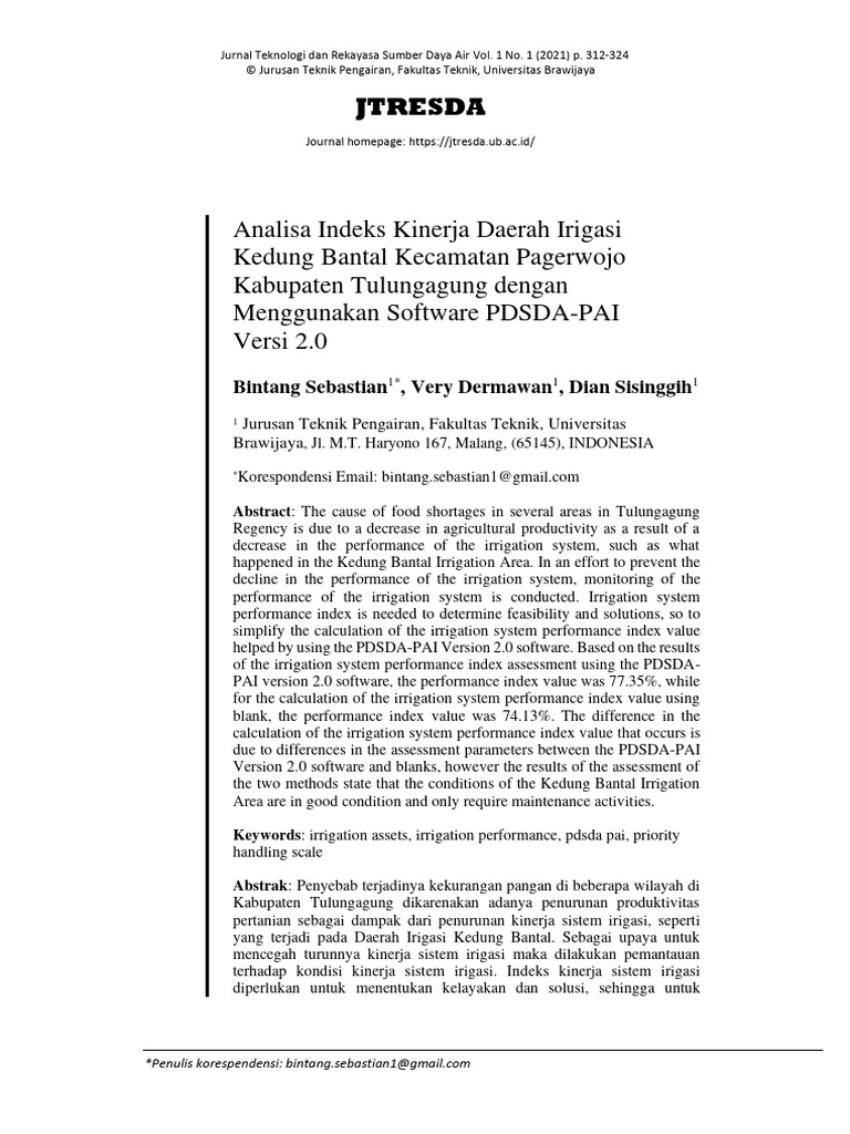 Analisa Indeks Kinerja Daerah Irigasi Ke | PDF