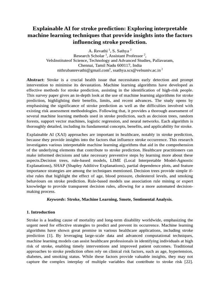 Explainable AI For Stroke Prediction - Thesis | PDF