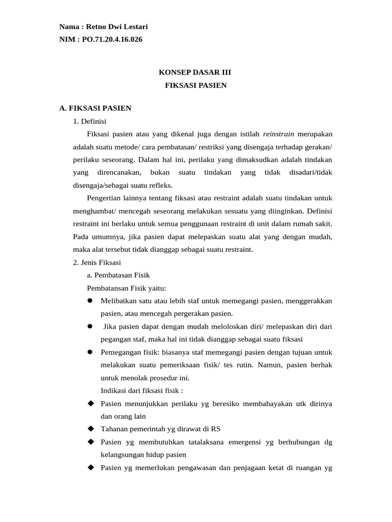 3.1 Konsep Dasar Fiksasi Pasien | PDF