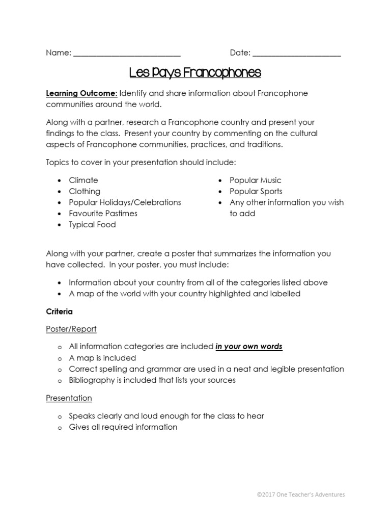 Francophone Country Project | PDF