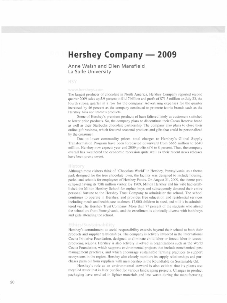 Hershey Case | PDF | Board Of Directors | Chocolate