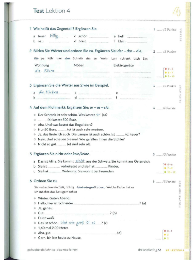 Test Lektion 4 A1 | PDF