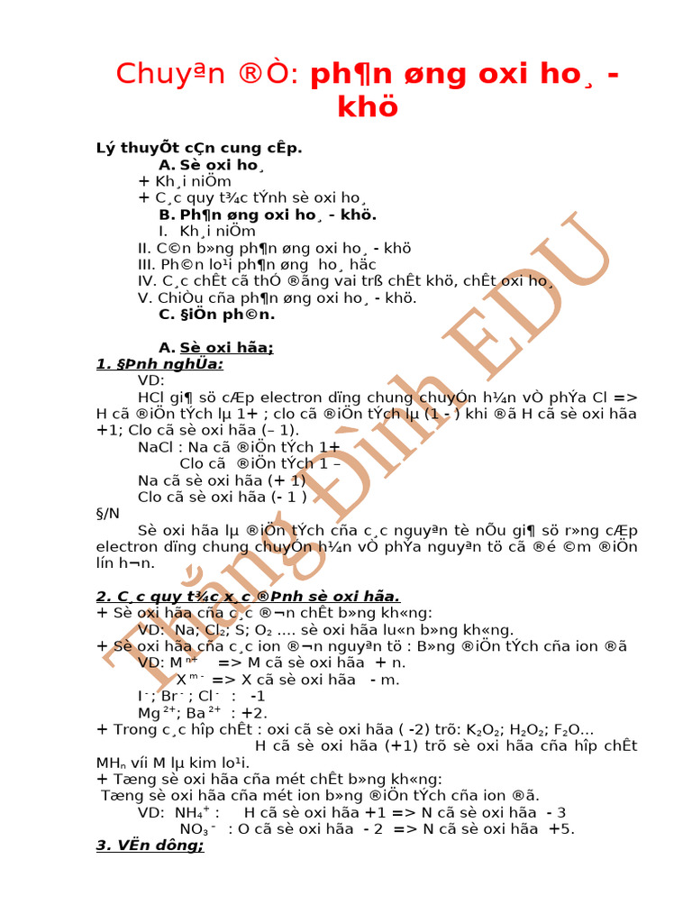 Chuyên Đề PƯ OXH Khử | PDF