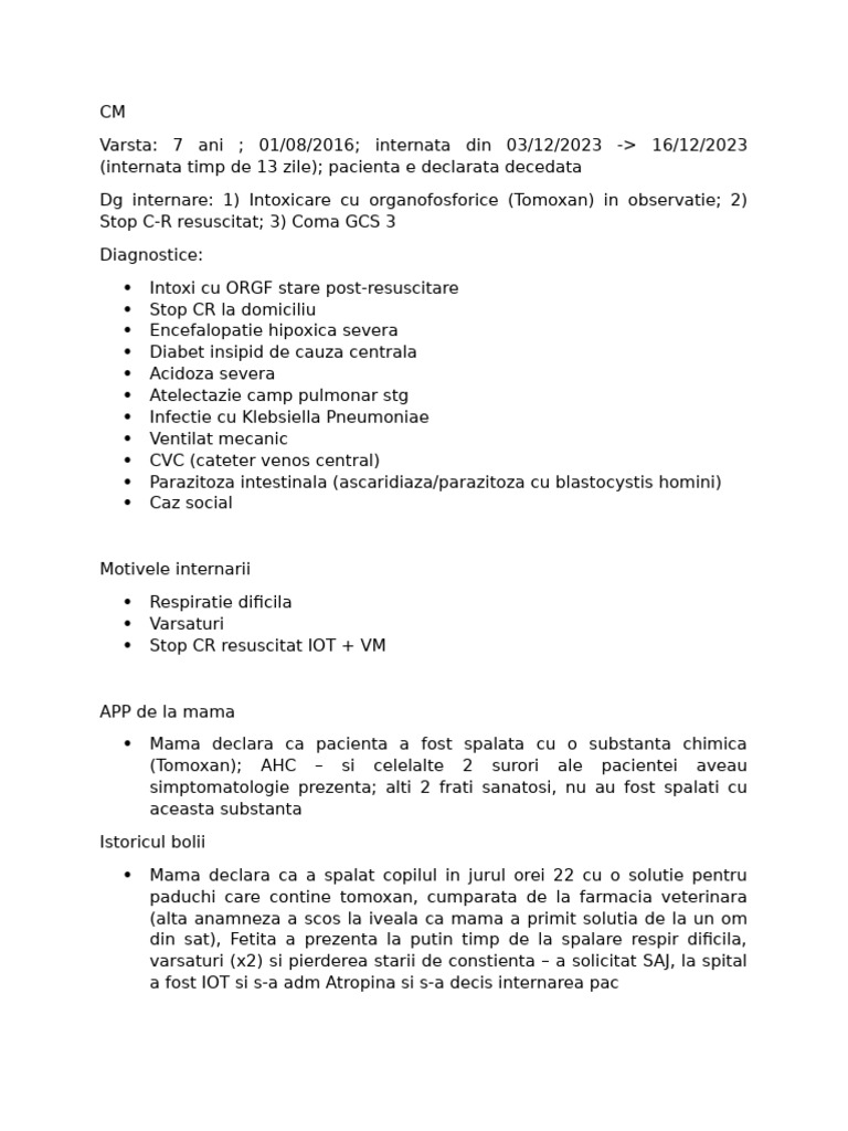 Cazul de Intoxicare Cu TOMOXAN | PDF