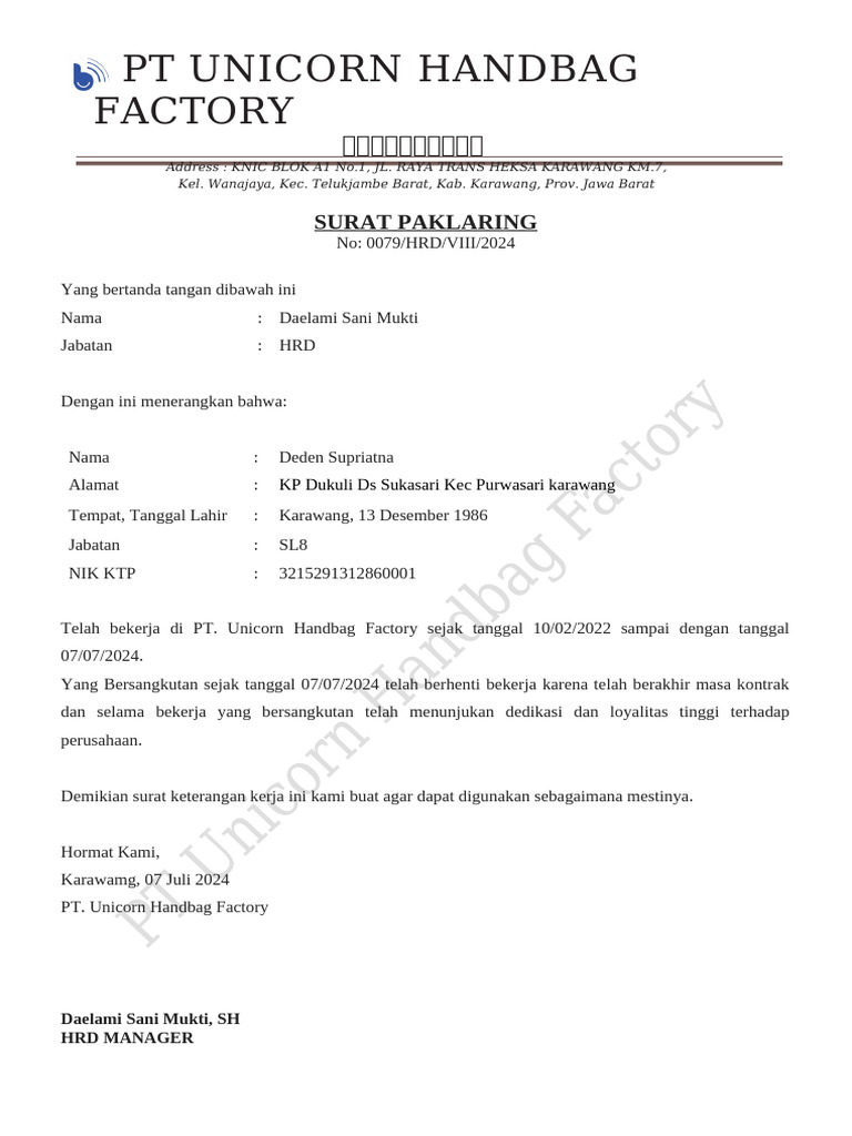 072 - Paklaring 2024 | PDF