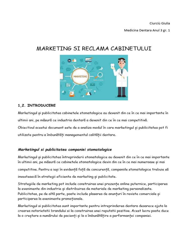 Managementul Calitatii in Medicina Dentara | PDF