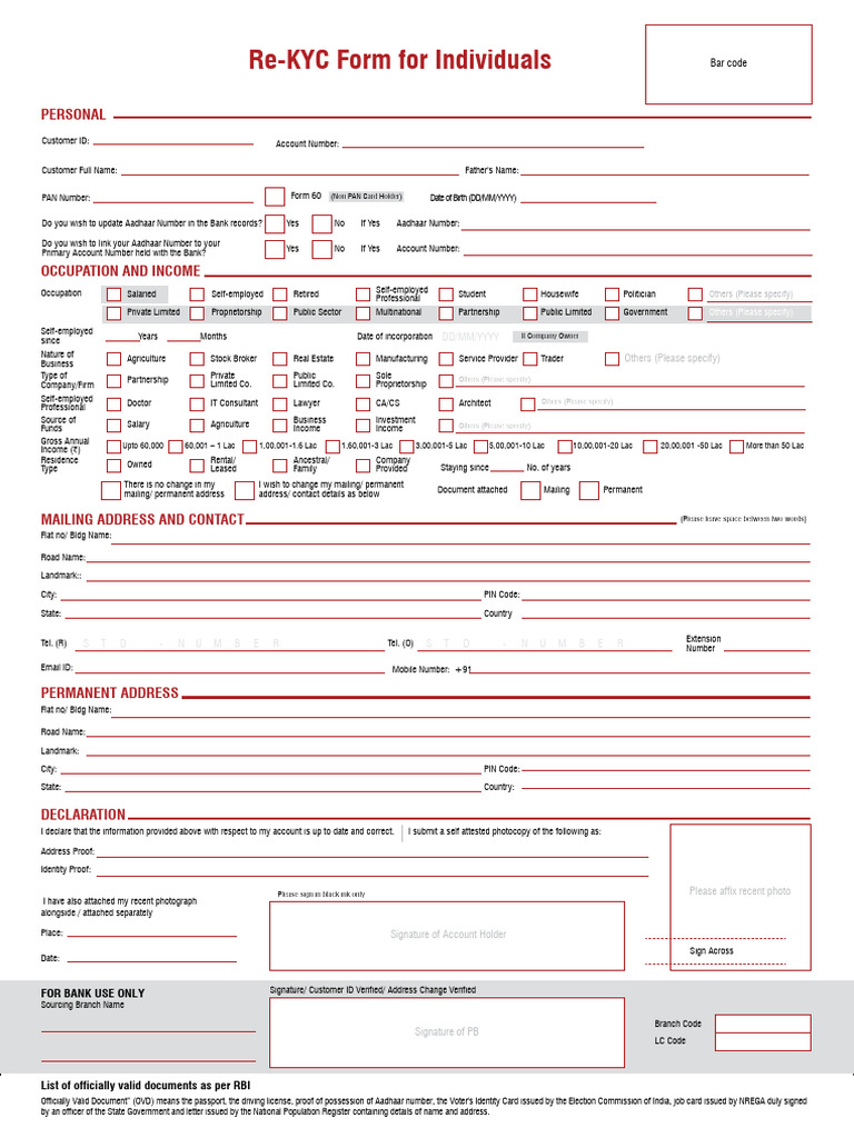 Re KYC Individual Form | PDF