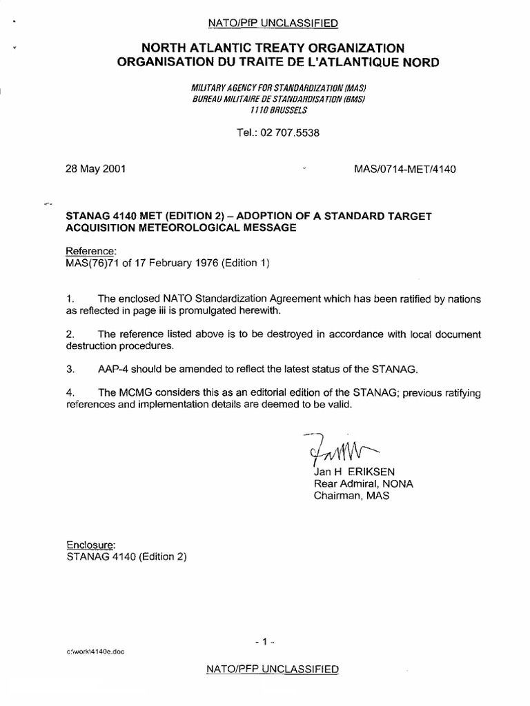 Stanag 4140 2001 | PDF