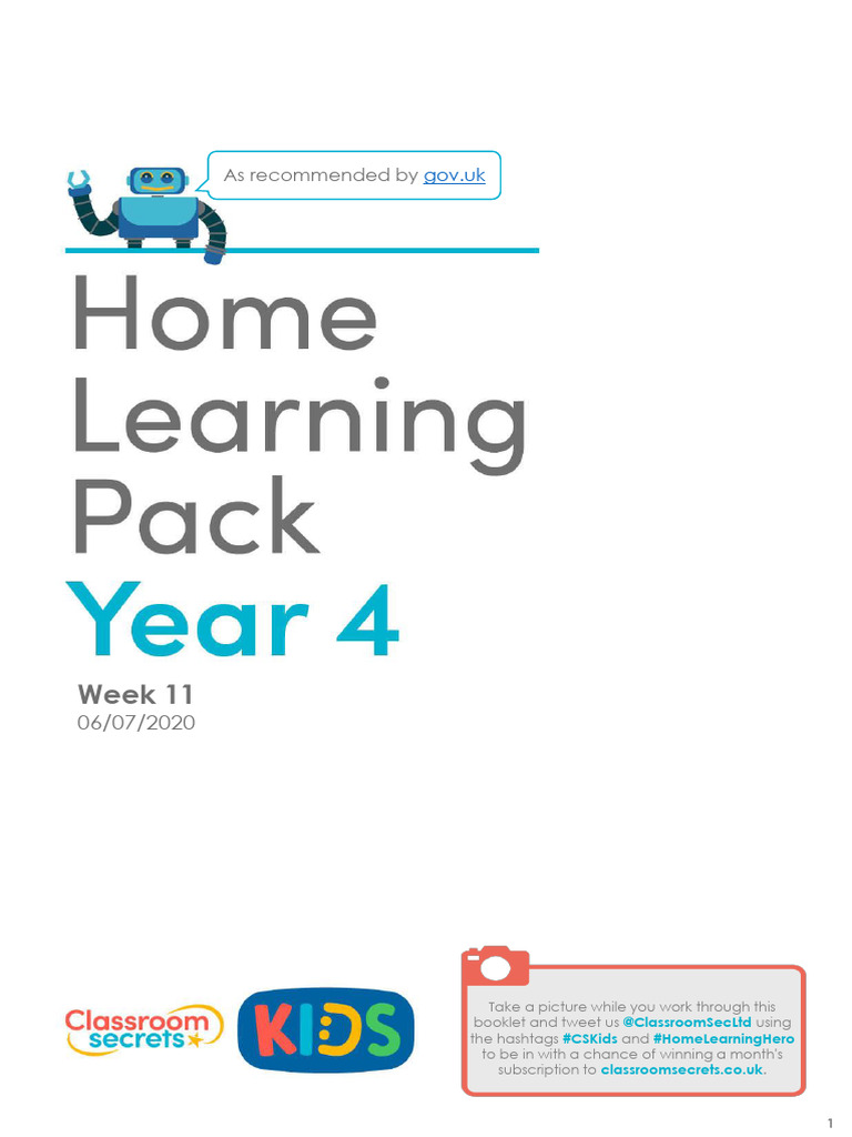 Year 4 Week 11 Home Learning Pack | PDF