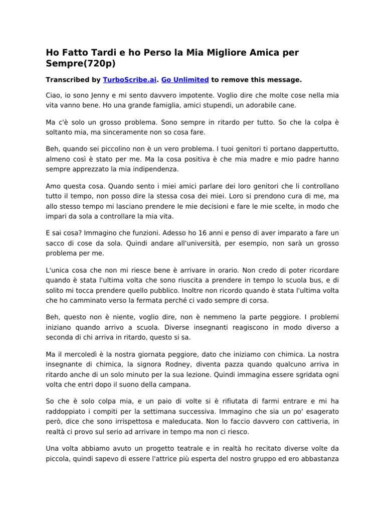 Ho Fatto Tardi e Ho Perso La Mia Migliore Amica Per Sempre (720p) | PDF