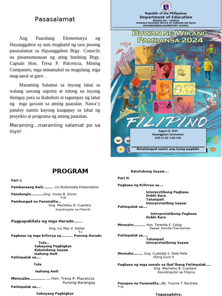 Buwan ng Wika Program | PDF