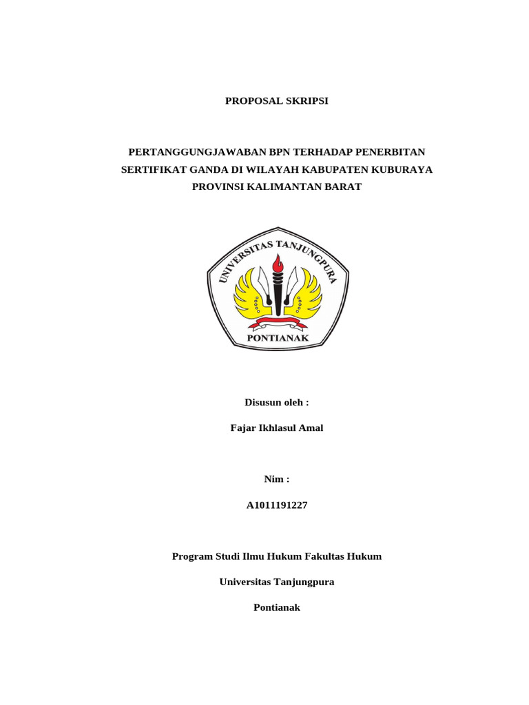 Proposal Skripsi Sertifikat Ganda | PDF Proposal Skripsi Sertifikat Ganda | PDF