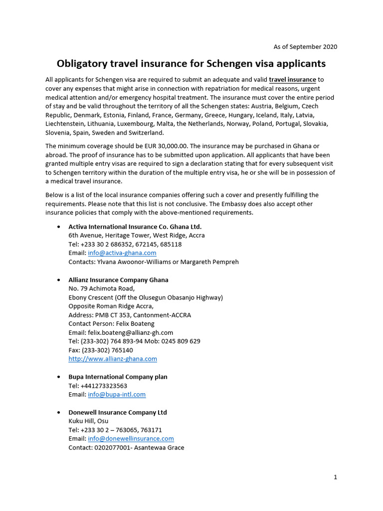 04 11 2020 Schengen Travel Health Insurance Data | PDF