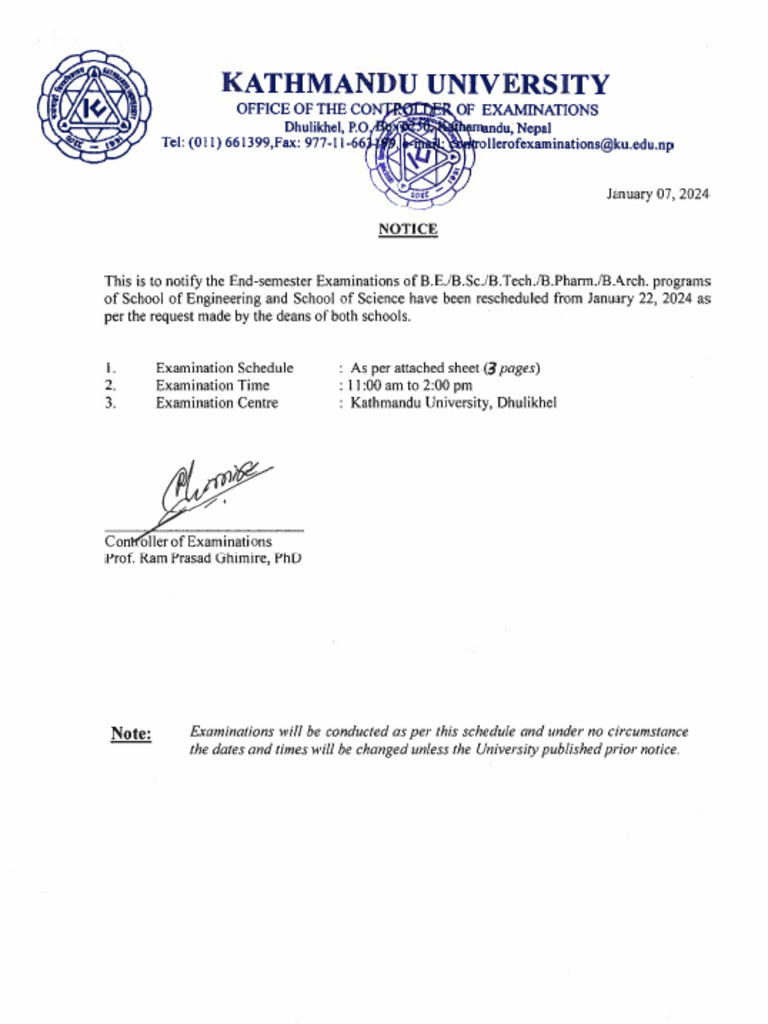 SOE SOS JAN FEB 2024 SCHEDULE Dhulikhel | PDF