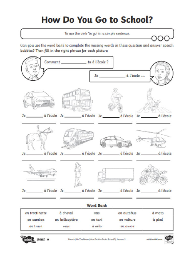 How Do You Go To School Activity Sheet | PDF
