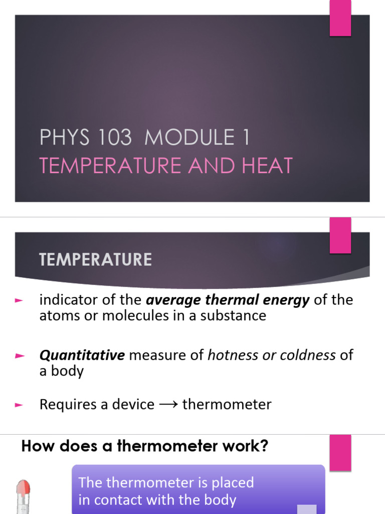 PHY103 (Temperature and Heat) | PDF