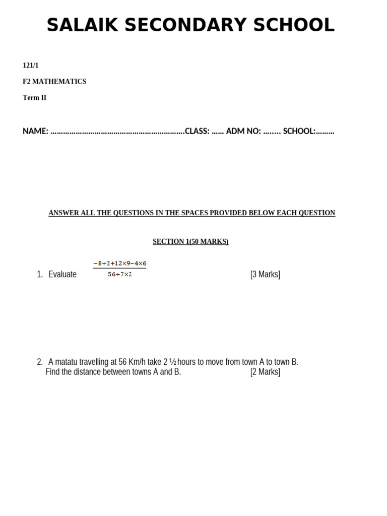 Mathematics F2 | PDF