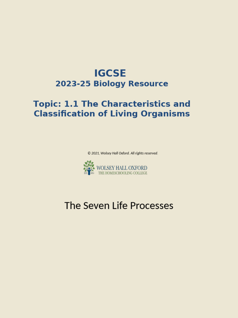 (M1.1) READ - The Seven Life Processes (PowerPoint) V1a | PDF