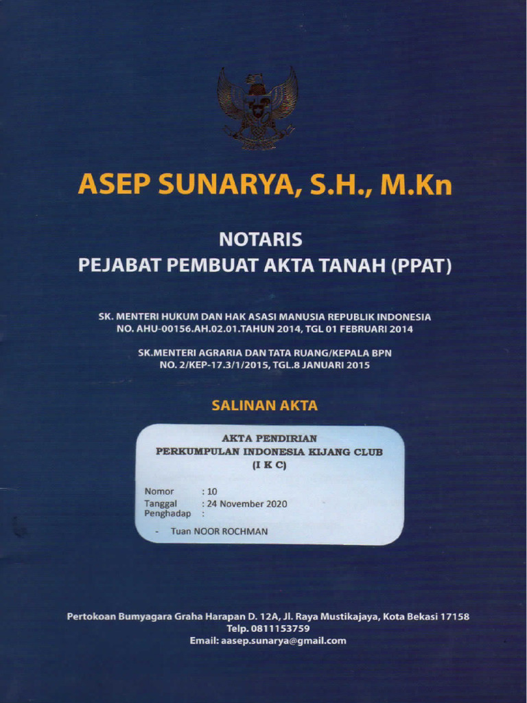 Akte Notaris - AD ART IKC | PDF