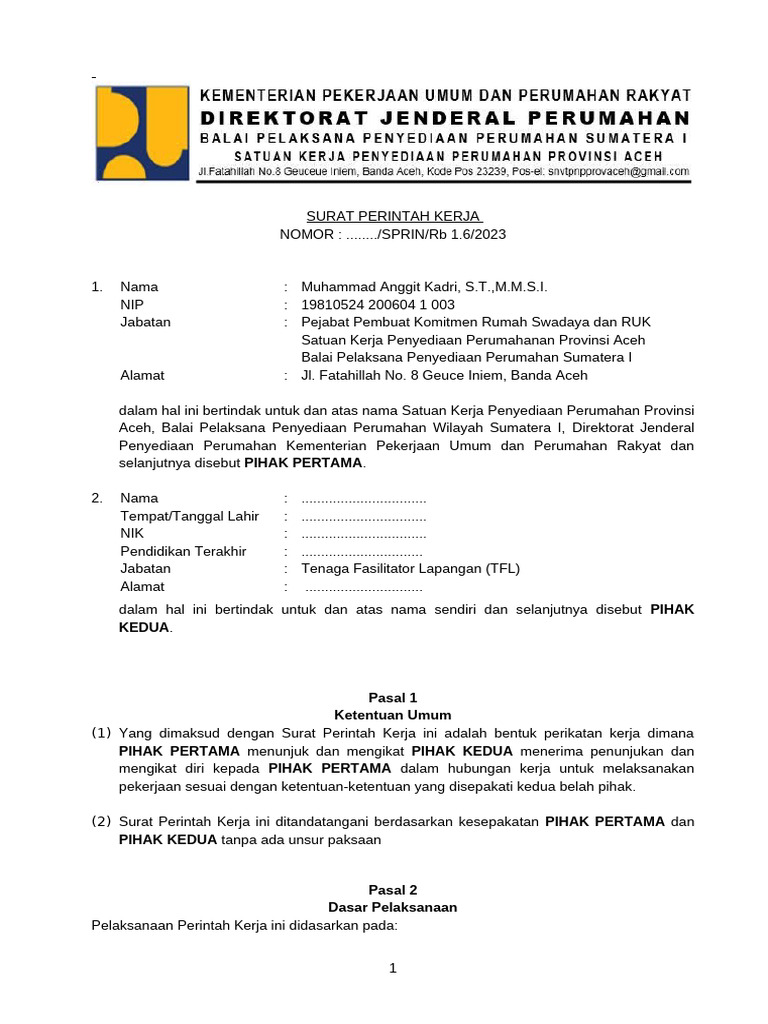 C. Format SPK TFL 2023 | PDF