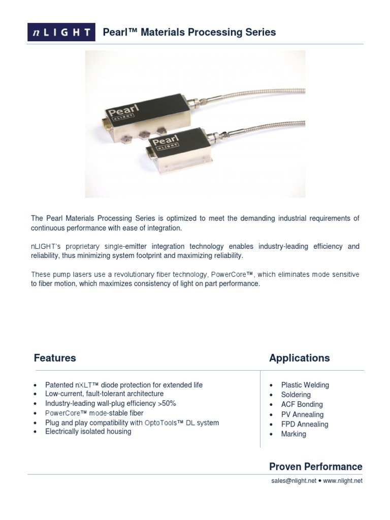 nLIGHT Pearl Materials Processing Series 090609 Final | PDF | Optical ...